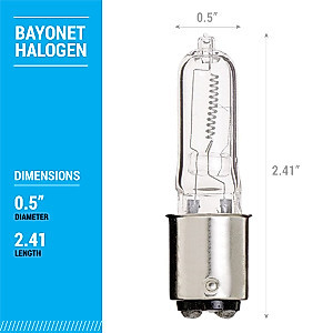 KOR (Pack of 4) Q75CL/DC - 120-Volt - Halogen JD Type T4 - BA15D - DC Bayonet Base - 75-Watt - Clear Light Bulbs
