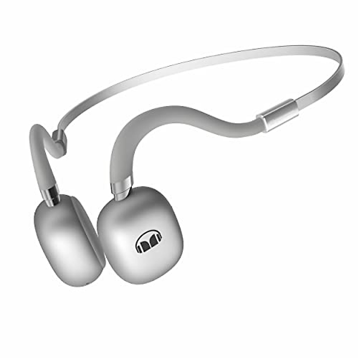 Monster Open Ear Headphones Bone Air Conduction Headphones Wireless Sport Headphones Bluetooth 5.3, Running Earphones with Enhanced Bass, IPX5 Sweatproof for Workout, 7H Playtime Built-in Mic, Silver