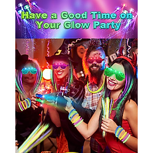 270 PCS Glow In The Dark Party Supplies for Kids Adults, 100 Glow Sticks Bulk Party Pack Light Up Party Favors, 12 LED Glasses, 32 Finger Lights, 8 LED Hair Clips for Wedding Birthday Halloween