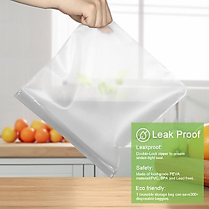 Rictine 22 Pack Reusable Gallon Freezer Bags - Dishwasher Safe, Leakproof, BPA Free Reusable Storage Bags for Lunch, Marinate Food, Travel - 8 Gallon, 8 Sandwich, 6 Snack Bags