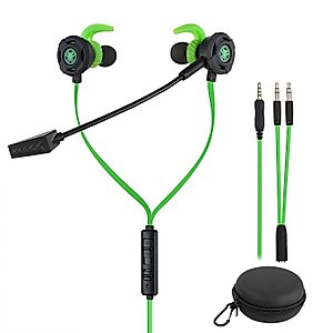 BlueFire Wired Gaming Earphone 3.5 MM E-Sport Earphone Noise Cancelling Stereo Bass Gaming Headphone with Adjustable Mic for PS4, Xbox One, Laptop, Cellphone, PC (Green)