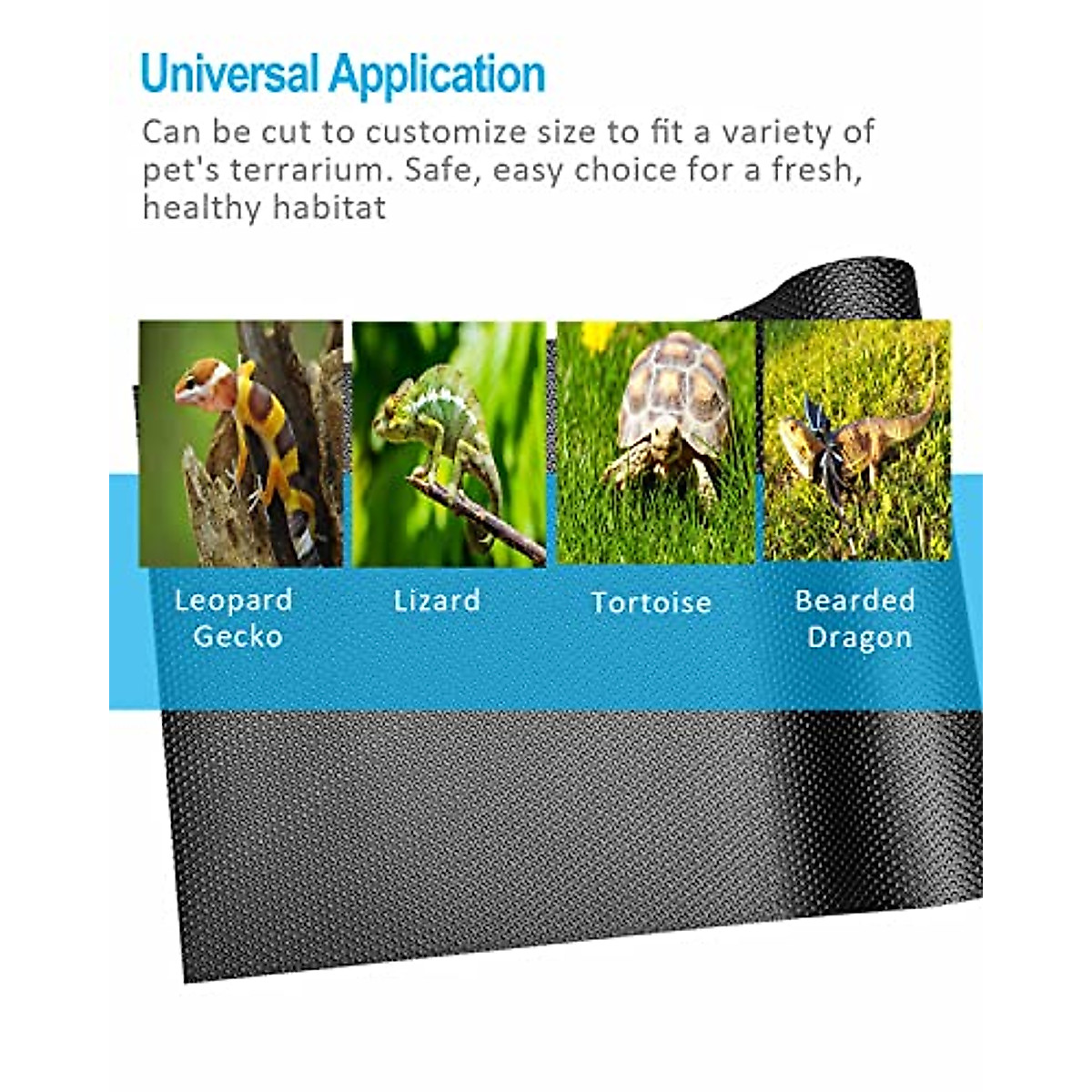 Duedusto Bearded Dragon Tank Accessories, Reptile Terrarium Liner Substrate for Leopard Gecko, Snake, Lizard and Tortoise, Non-Adhesive Reptile Carpet Bedding for Reptile Tank, Black