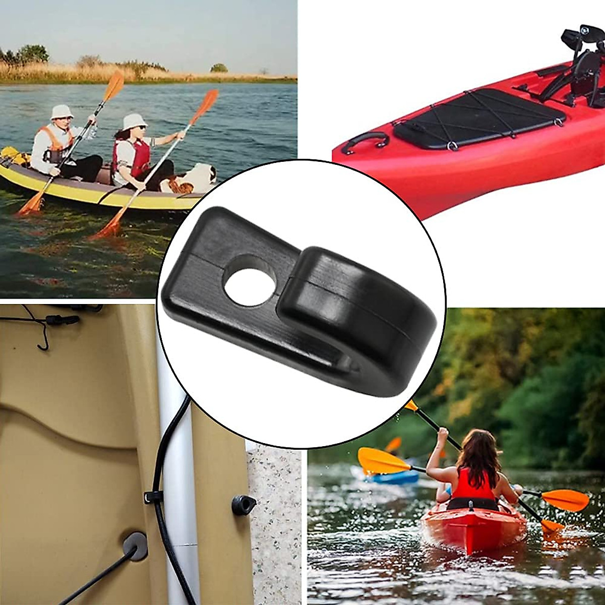 JJHXSM 16pcs J Shape Down Hooks Nylon J-Hooks Lashing Hooks for Kayak Bungee Cord Canoes Boats, Black