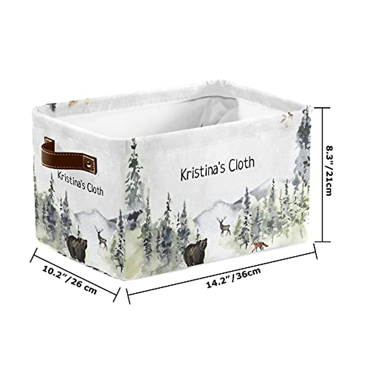 Joyestore Woodland Bear Fox Personalized Storage Bins Baskets Cubes Organizer with Handle for Shelves Closet Nursery Toy 1 Pack