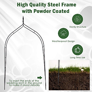 Giantex Set of 2 Metal Garden Arbor Wedding Arch, 8.4 Ft High x 4.6 Ft Wide, Pergola Arbor for Climbing Plant Roses Vines, Indoor Outdoor Garden Patio Bridal Party Decoration Wedding Arch (2)