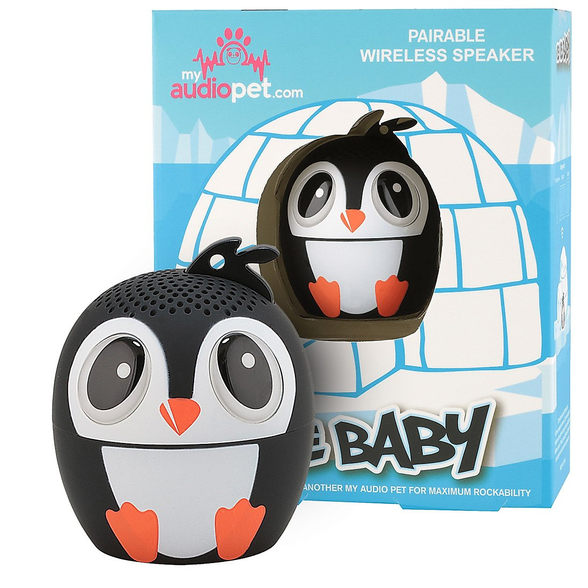 My Audio Pet Penguin Mini Bluetooth Animal Wireless Speaker for Kids of All Ages - True Wireless Stereo Technology – Pair with Another TWS Pet for Powerful Rich Room-Filling Sound - (ICE ICE Baby)