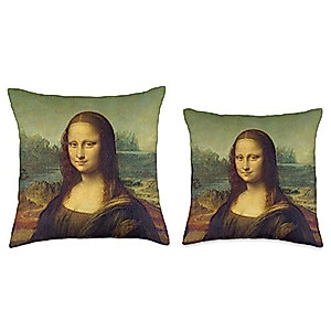 Famous Painting Mona Lisa Mona Lisa by Leonardo da Vinci Throw Pillow, 18x18, Multicolor