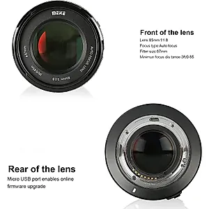 Meike 85mm f1.8 Wide Aperture Full Frame Auto Focus Telephoto Lens for Nikon F Mount DSLR Camera and Compatible with Nikon APS-C Cameras D610 D750 D780 D810