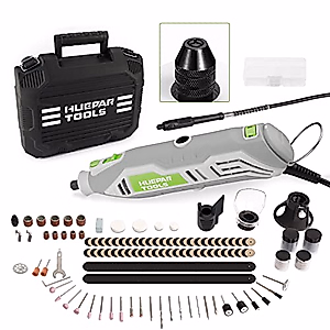 Huepar Tools Rotary Tool Kit, 130W 235pcs Accessories with Flex Shaft include MultiPro Keyless Chuck, 6 Variable Speed 10000-35000RPM Electric Drill Set for Crafting Projects and DIY Creations - RT130