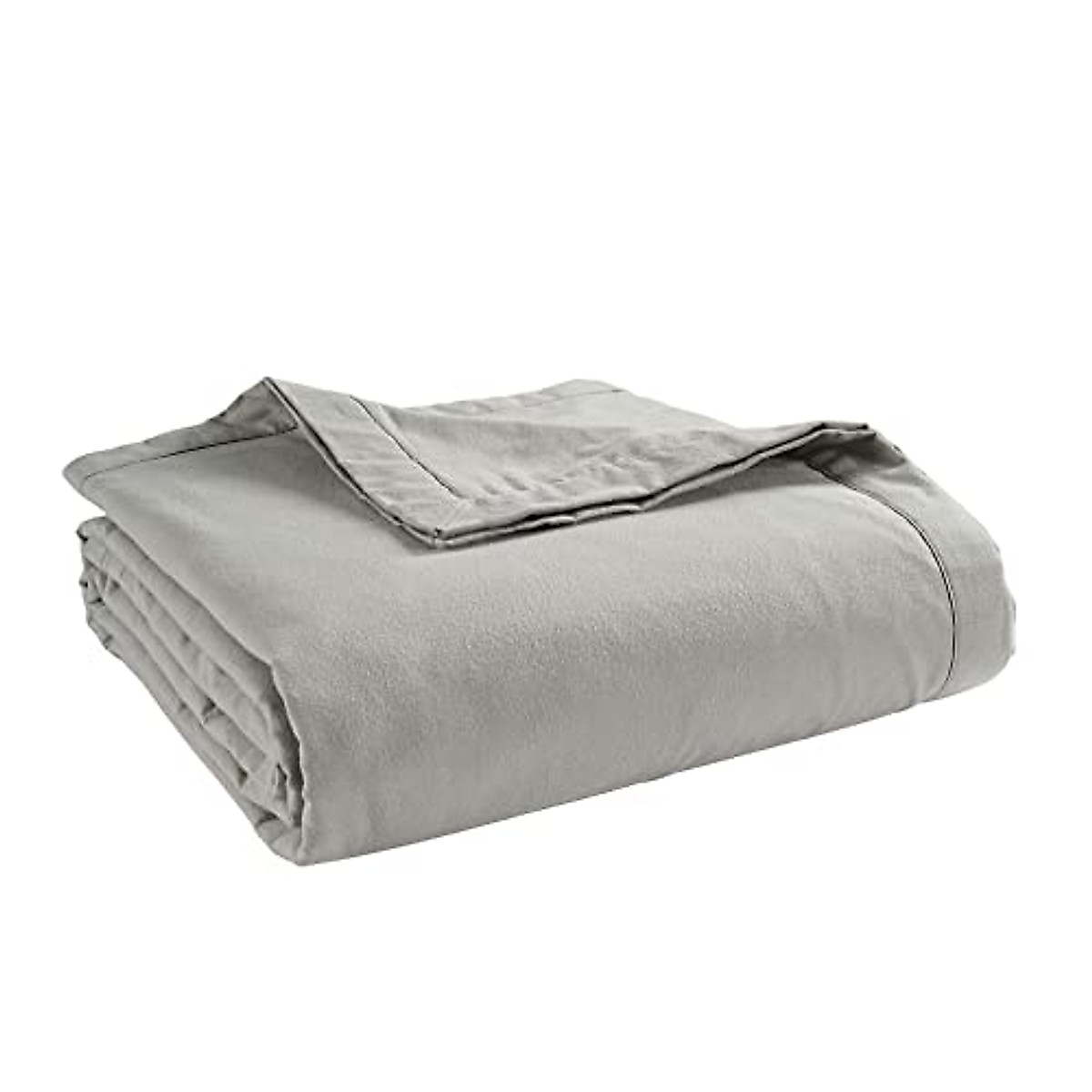LANE LINEN Twin Size Blanket for Bed – 100% Cotton Oversized Throw for Couch - 320GSM Lightweight Soft Breathable 3-Layer Cooling Summer Blanket – Percale Weave – Self Softening – 68”x90” Silver