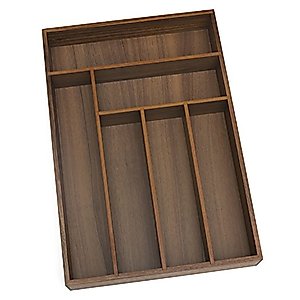 Lipper International 1078 Acacia Wood Deep Flatware Organizer with 6 Compartments, 11-3/4" x 17-1/2" x 2-1/2"