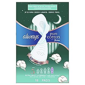 Always, Pure Cotton with FlexFoam Pads for Women Size 5, 18 Count