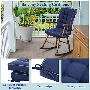 Juexica 2 Set Outdoor Patio Cushions High Back Outdoor Chair Cushions Rocking Chair Cushion Waterproof Indoor Patio Fastness Chair Pads with Ties for Seasonal Indoor Home Office(Navy Blue)