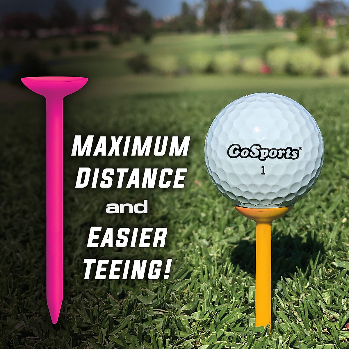 GoSports 3.25” Widemouth Tees Plastic Golf Tees, 60 Tee Player’s Pack - Max Distance and Easier Teeing