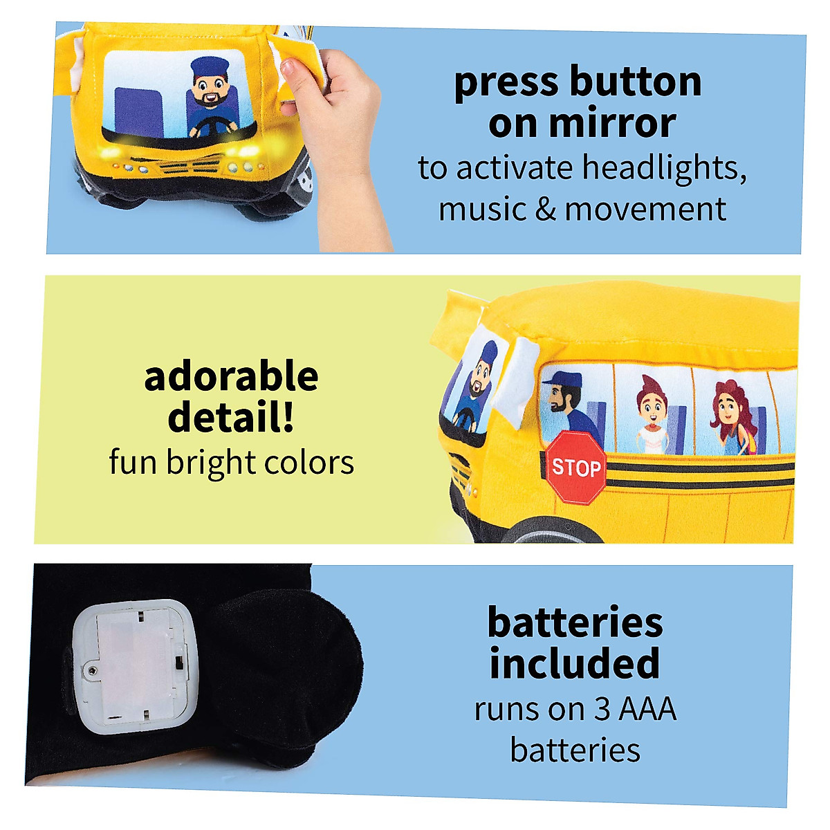 Wheels On The Bus Plush | Stuffed School Bus | Wheelie School | Animated Singing School Bus | Plush Bus | Stuffed School Bus Toy | School Bus Stuffed Toy | Mouth Moves and Sings Wheels on The Bus