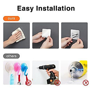 Wiserset Heavy Duty Adhesive Hooks, Wall Towel Hooks Waterproof, Brushed Nickel Wall Hooks for Towels, Stainless Steel Adhesive Towel Hooks Adhesive Holders for Hanging Clothes Bathroom 4 Pack