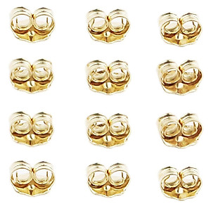 Orgrimmar 14K Gold Earring Backs Yellow Ear Locking for Stud Ear Rings (6 Pairs)