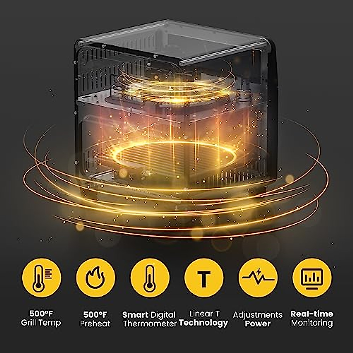 NuWave TODD ENGLISH Air Fryer Toaster Oven with Pro-Smart Grill, Plug-In Grill & Air Fryer, 550°F Preheat, 50°-500°F Temperature Controls, Top and Bottom Heater Adjustments 0%-100%