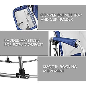 Zenithen Navy/Grey Outdoor Rocking Director Folding Chair with Side Table…