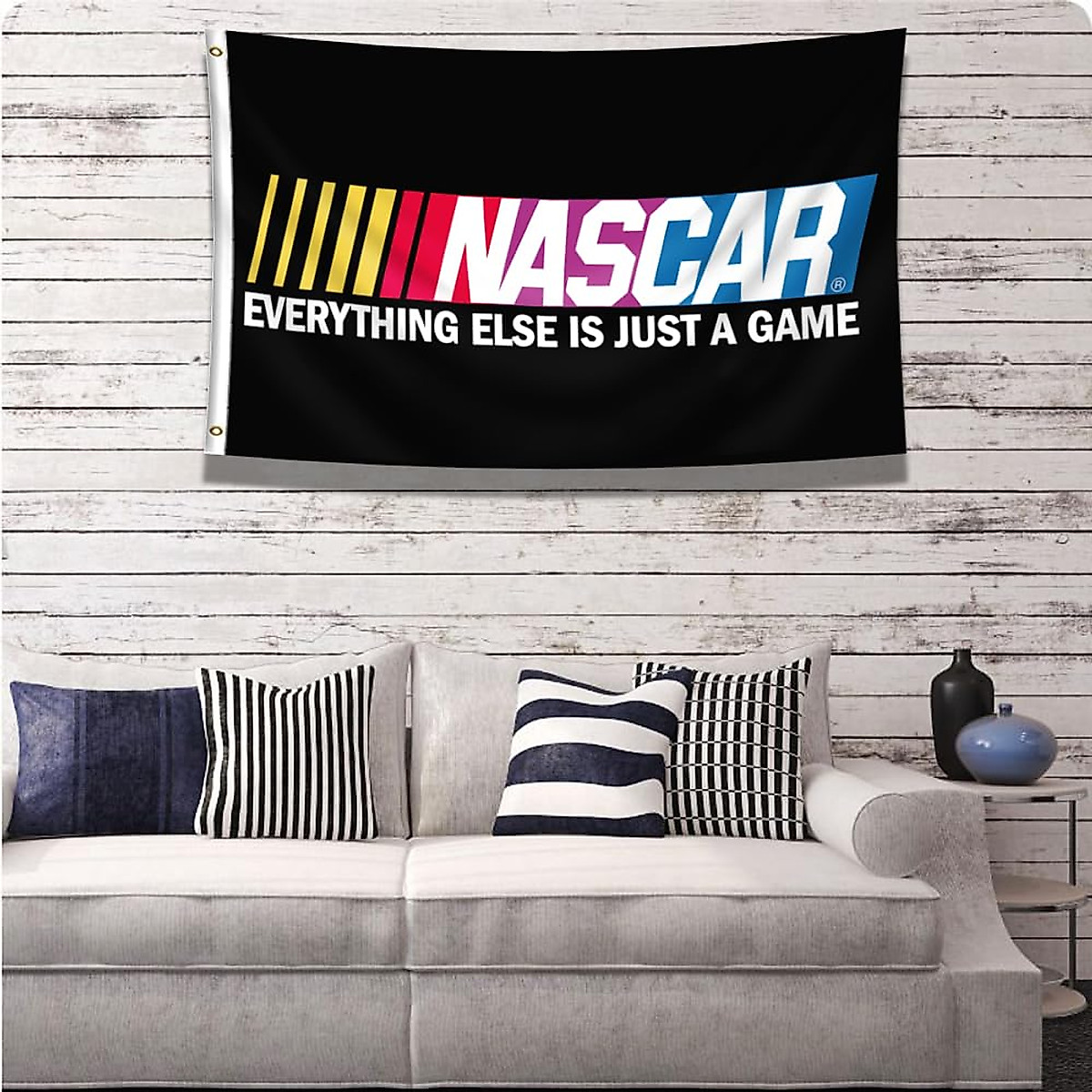 Kasflag NASCAR Racing Flag Banner in Black (3x5ft,Heavy Duty, Durable 150D Polyester) Brass Grommets For Outdoor Room Man Cave