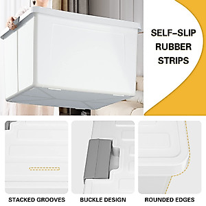 AnHome Heavy Duty Storage Container Clear Plastic Storage Bins Waterproof Foldable Utility Tote Organizing Container Box with Buckle Down Lid Collapsible Storage Box for Clothes Garage Outdoor Etc