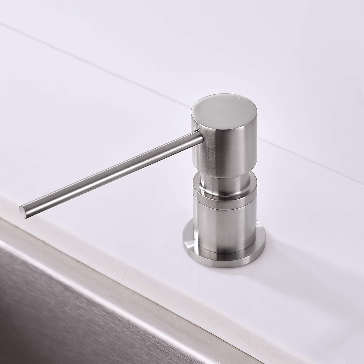 EKRTE Sink Soap Dispensers,Brass Commercial Kitchen Soap Dispenser Liquid Lotion Dish Dispenser Built in Soap Dispenser Brushed Nickel Bathroom Soap Dispensers Pump, Refill from The Top