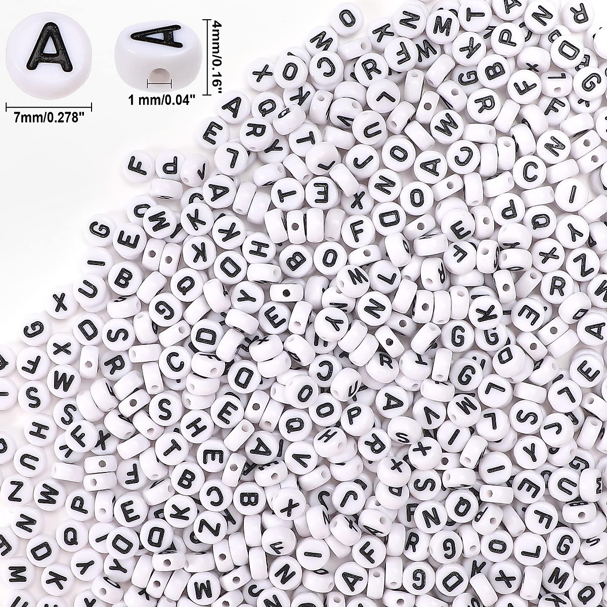 1900Pcs 7 Colors Round Letter Beads 4×7mm Acrylic Alphabet Beads with 1 Roll Elastic String for Bracelet Necklace Jewelry Making Supplies