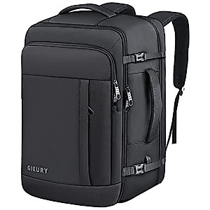 Gieury Carry On Backpack, Expandable Backpack 40L-50L, Flight Approved Large Travel Backpack Laptop Backpack for Men & Women, Large Luggage Backpack Daypack Lightweight Business Weekender Bag, Black