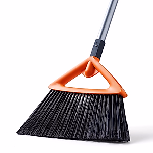 CLEANHOME Outdoor Brooms for Sweeping Patio, Commercial Grade Heavy Duty Broom with Stiff Bristle for Sweeping Garage,Deck,Kitchen,Straw, Outside Broom for Cleaning Pet Hair,Weeds,Leaves,Grey