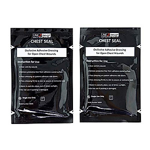 LINE2design Chest Seal - EMS Trauma Kits Emergency Medical Occlusive Chest Seal Dressing - First Aid Latex-Free Open Chest Wound First Responders Trauma Care Rescue Bandage - Pack of 2