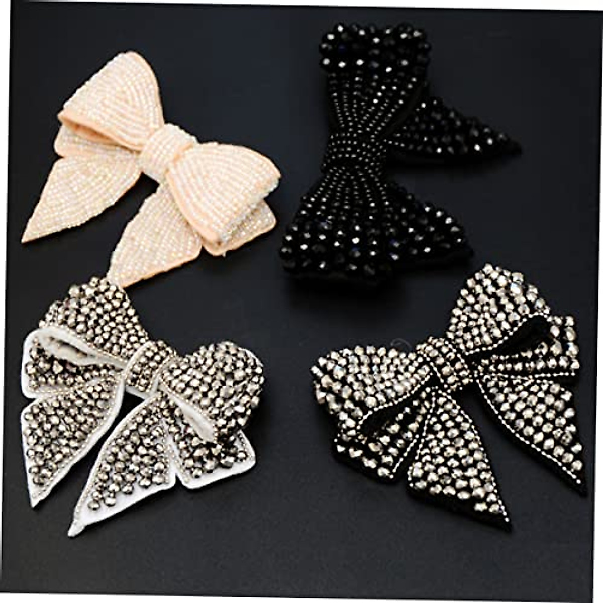 COHEALI 1pc Shoe Flower Decoration Black Clothes Rhinestone Applique Black Trim Crystal Bow Shoe Clips Sew on Beaded Patch Sewing Knot Applique Bowknot Adornment Bag Patch Decor Bags Bride