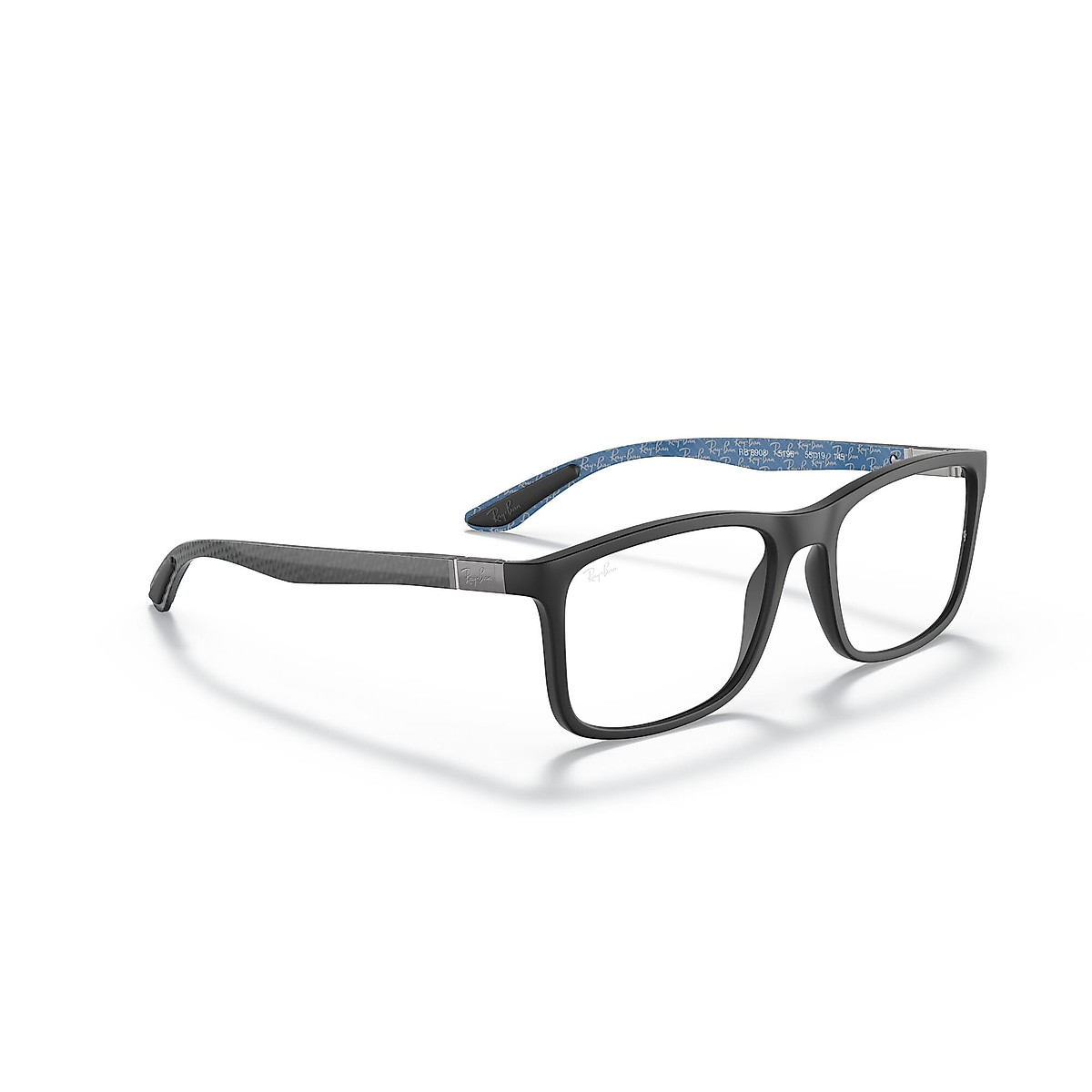 Ray-Ban RX8908 Rectangular Prescription Eyewear Frames, Matte Black/Demo Lens, 53 mm