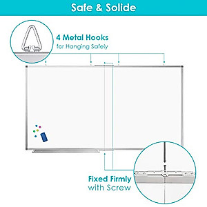 Large Magnetic Whiteboard, maxtek 72 x 40 Magnetic Dry Erase Board Foldable with Marker Tray 1 Eraser 3 Markers and 6 Magnets| Wall-Mounted Aluminum Memo White Board for Office Home and School