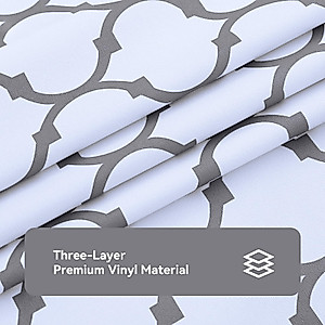 Romanstile Rectangle Plastic Tablecloth, 100% Waterproof Oil-Proof Checkered PVC Table Cloth, Heavy Duty Vinyl Table Cover for Dining, Camping, Picnic, Outdoor - 54 x 120 Inch, Moroco White