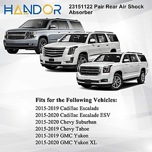Handor 84176675 580-1106 Pair Rear Air Shock Absorbers Compatible with 2015-2021 Chevy Tahoe Suburban Cadillac Escalade ESV GMC Yukon XL, Repalces# 23151122 23267007 23290661