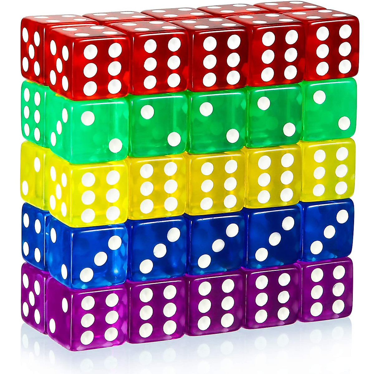 [50 Pieces] 6-Sided Games Dice Set, Colored Dice with Black Velvet Pouches for Playing Games, Like Board Games, Dice Games, Math Games, Party Favors