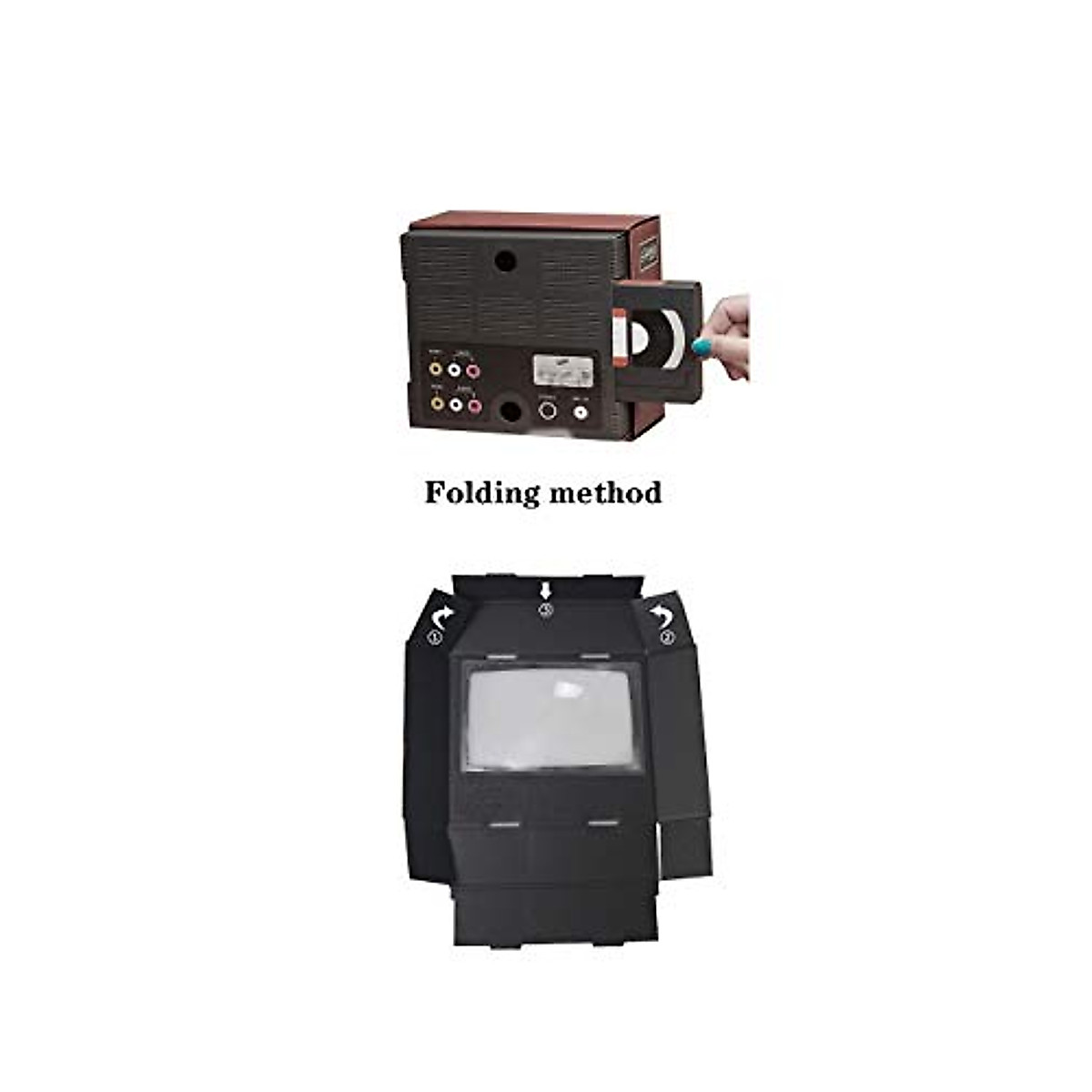 3D Cell Phone Screen Magnifier Mini Retro TV Amplifier 8 Inches 3X Magnifying Glass with Foldable Holder Stand for Smartphone Movie Video Brown