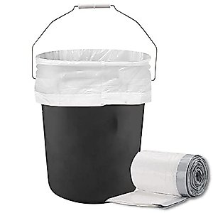 Plasticplace 5 Gallon Liner │ 0.9 Mil │ White Drawstring│ 19" X 25" (100 Count)