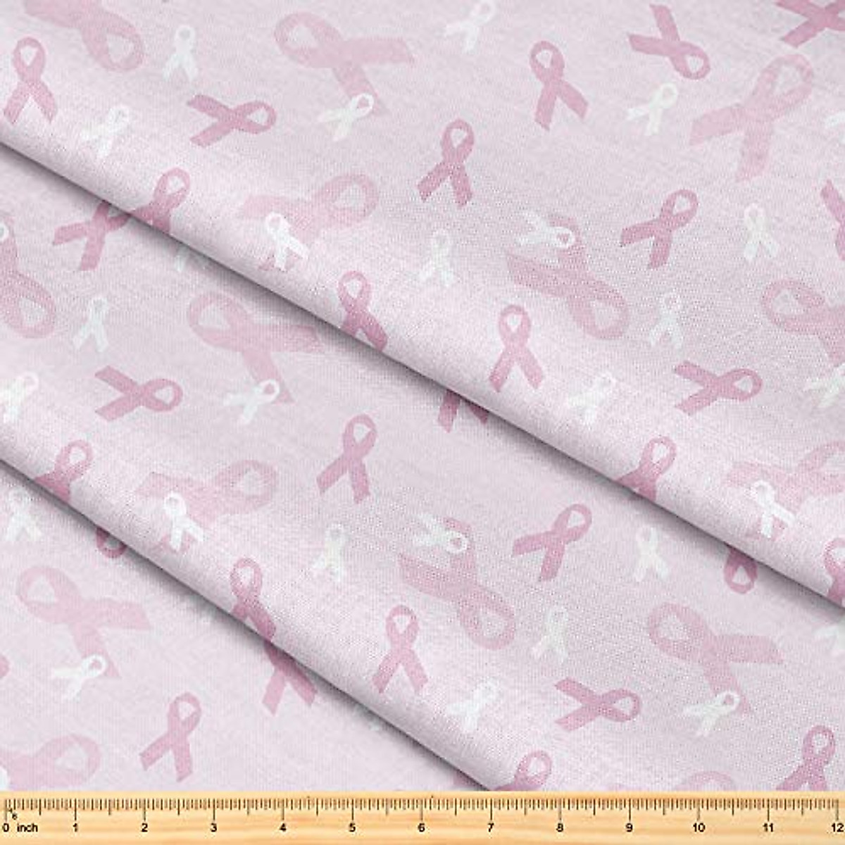 Fabric by The Yard [ 58" inches x 1 Yard ] Decorative Fabric for Sewing Quilting Apparel Crafts Home Decor Accents (Breast Cancer Awareness Pink Ribbon Pattern)