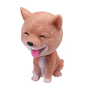 Amosfun Dashboard Nodding Heads Bobble Head Shiba Inu Dog Car Dash Puppy Simulation for Car Vehicle Cake Decoration Decor Home Decorative