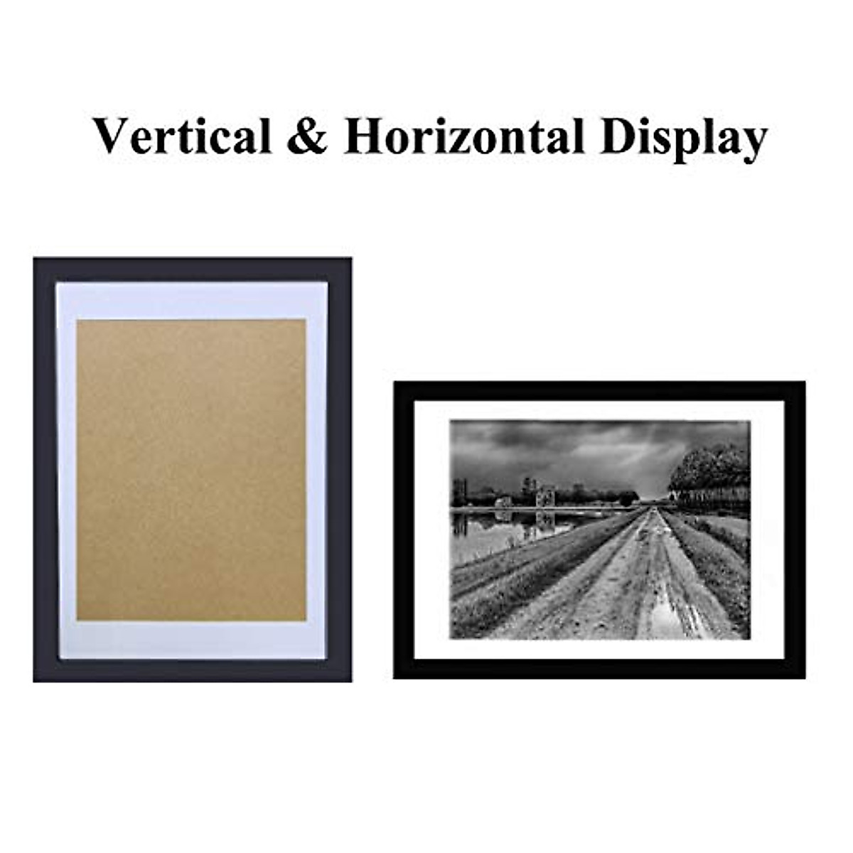 TeinJin 10x14 Picture Frames Made of Solid Wood Display 8.5x11 with Mat or 9.5x13.5 without Mat Diamond Painting Frame Wall Hanging or TableTop(Black)