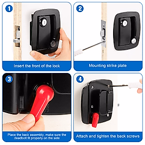 BEBOBLY RV Locks for Travel Trailers, RV Entry Door Lock with Paddle Deadbolt, 100% Zinc Alloy Metal Camper Door Latch Replacement Kit, with 4 RV Keys for Camper Cargo Hauler