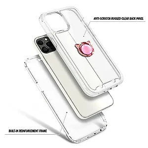 NGB Supremacy Case for iPhone 11 Pro Max, Full Body Protection with [Built-in Screen Protector] Ring Holder/Wrist Strap, Slim Fit Shockproof Bumper Durable Cover Case (Clear)