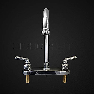 Highcraft 393I9 Kitchen Faucet Without Spray, High Arc Swivel Spout Two Easy to Operate Metal Handles, Chrome Finish Lead-Free Construction 2.2 GPM Flow Rate