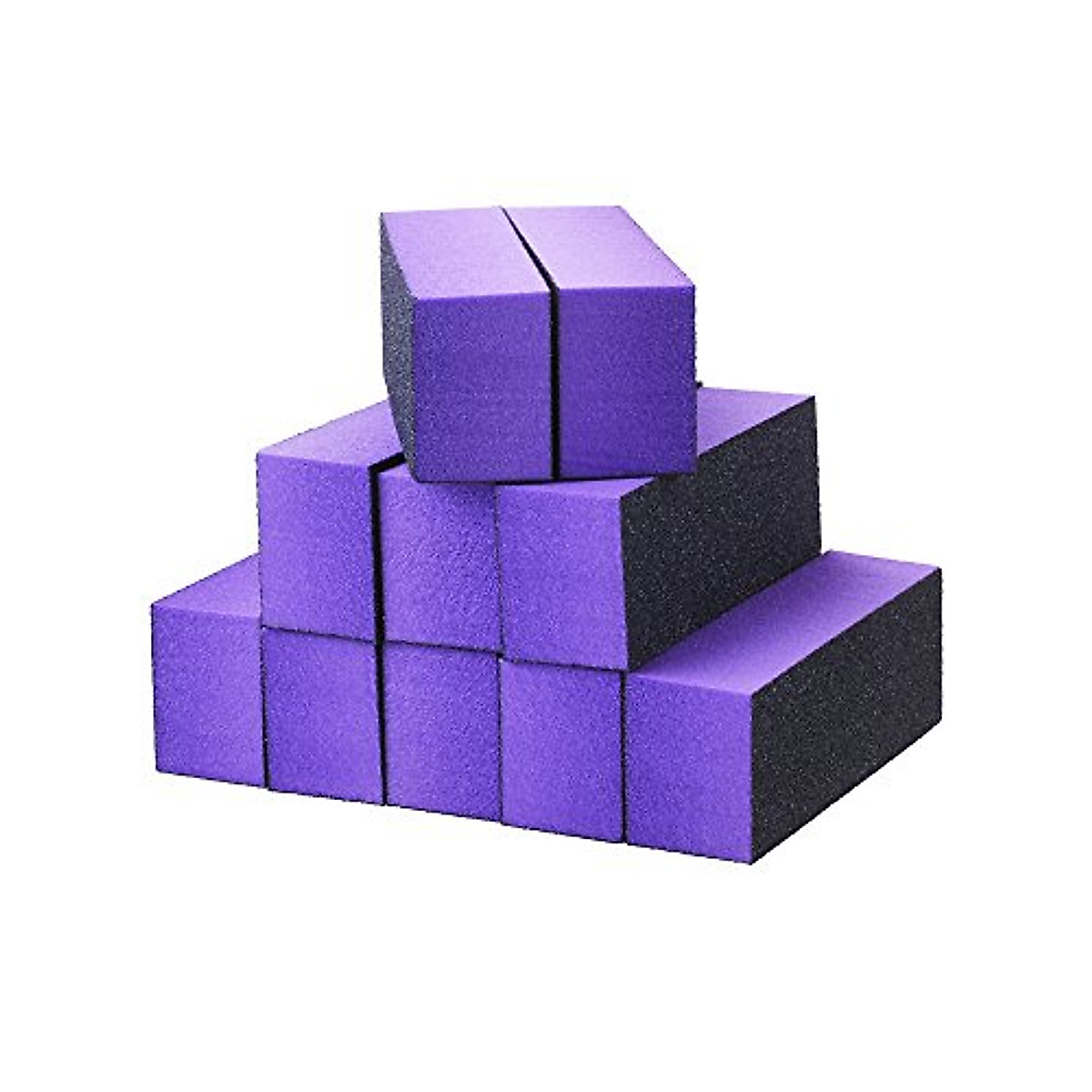 Beautyflier 10 Pack Nail File Buffer Block 3 Way 180 Grit Emery Board Nail Polish Sanding Buffing Block Files Salon Manicure Pedicure Kit (Purple)