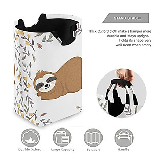 visesunny Cute Baby Sloth Animal Large Capacity Laundry Hamper Basket Water-Resistant Oxford Cloth Storage Baskets for Bedroom, Bathroom, Dorm, Kids Room
