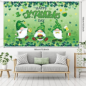 Happy St. Patrick's Day Decorations Green Photo Background for Irish Luck Day St Patricks Day Backdrop for Photography Photo Booth St Patricks Day Fabric Banner Shamrock Rustic Banner Prop, 6 x 4 ft