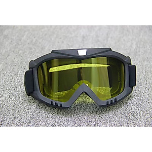 DPLUS Motorcycle Goggles, Ski Goggles, Dirt Bike ATV Goggles Anti-UV Adjustable Riding Offroad Protective Combat Tactical Military Goggles for Men Women Kids Youth Adult (Yellow)