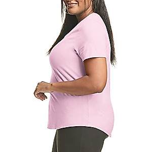 JUST MY SIZE womens Short Sleeve V-neck Tee fashion t shirts, Paleo Pink, 4X US