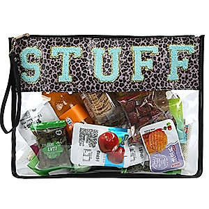 Monogram Clear Stadium Letter bags Chenille Letter Multi-purpose PVC Clear bags Clear purse beach bags for women Snack Makeup Tote bags with Wrist Strap on the beach………